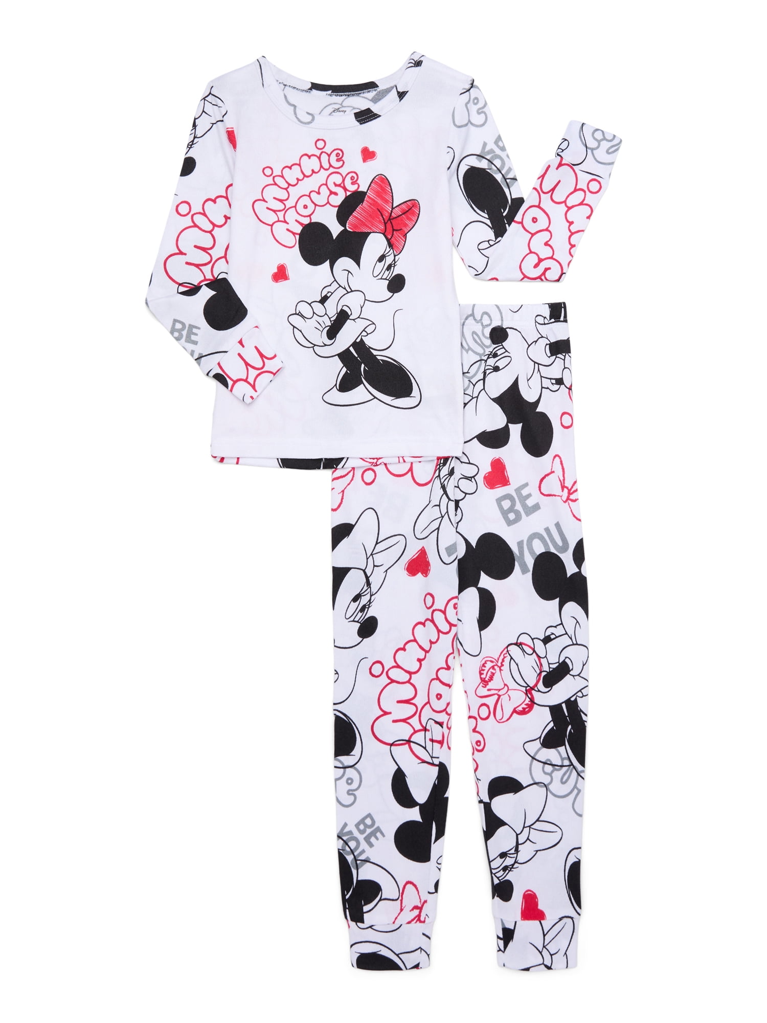 Disney Minnie Mouse Girls Long Sleeve Top and Pants Pajama Set, 2-Piece ...
