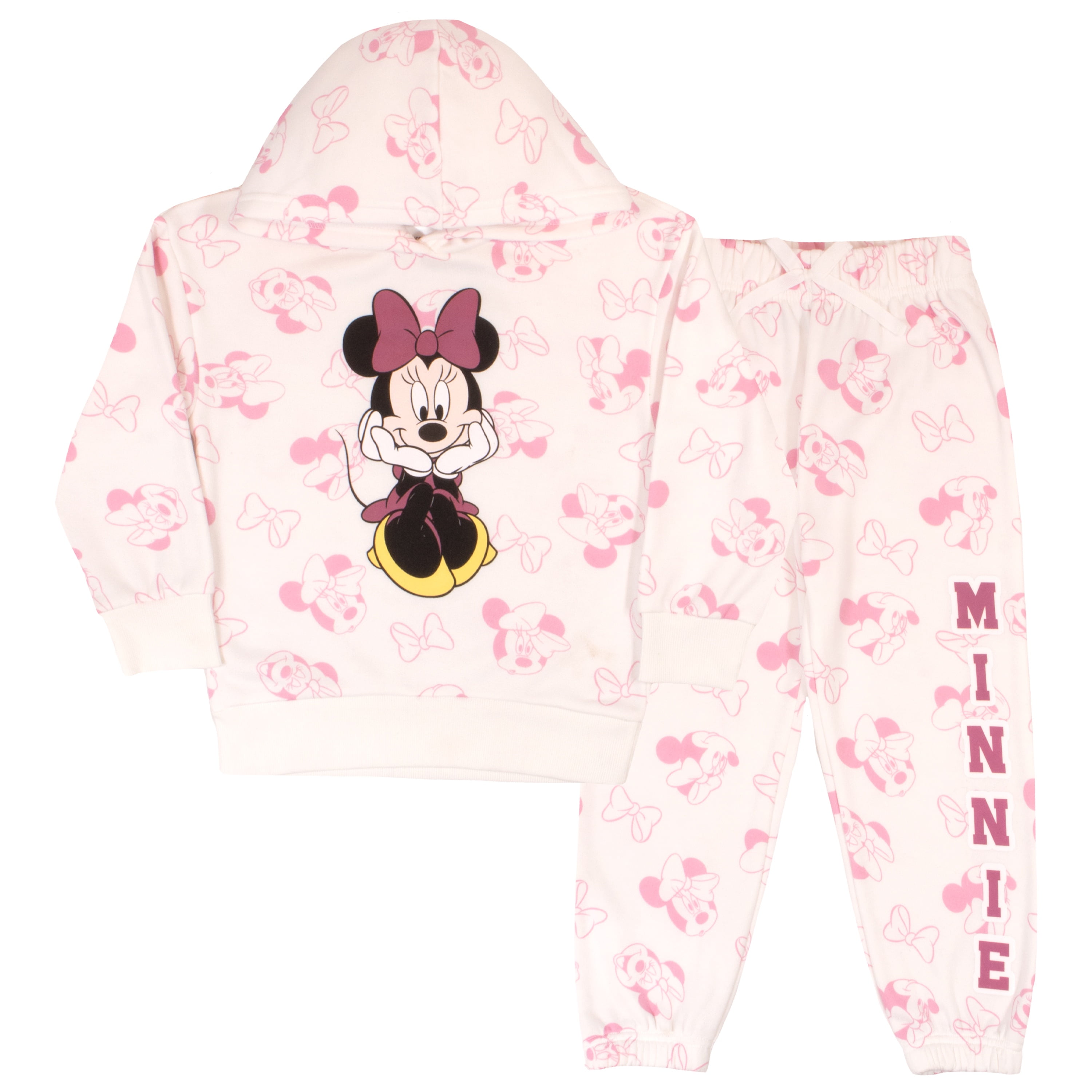 Disney Minnie Mouse Girls Matching Sets Pullover Hoodie and Jogger Set ...