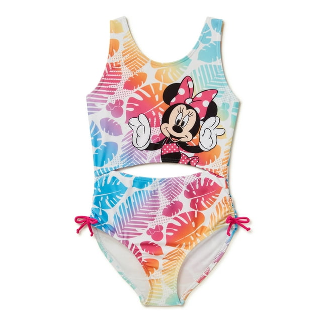 Disney Minnie Mouse Kids Bathing Swimwear, One Piece Cut Out Swim Suit ...