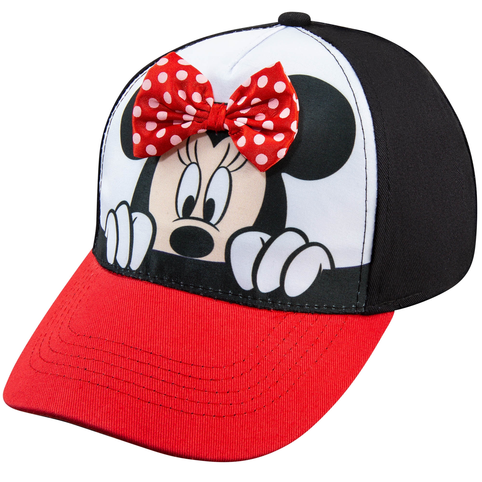 Disney Minnie Mouse Girls Red Baseball cap - Attached Bow Peek-a-boo ...
