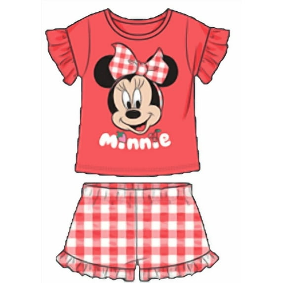 Disney Minnie Mouse Girls Red Ruffle Sleeve Short Set Infant - Walmart.com