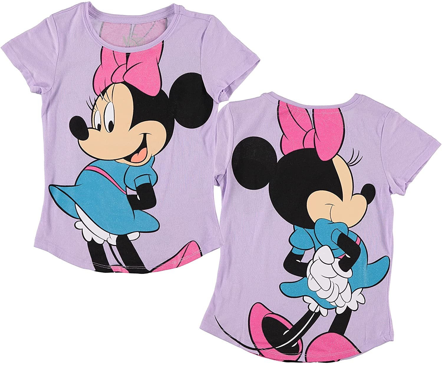 Disney Minnie Mouse Girls Short Sleeve T-Shirt- Front and Back Print ...
