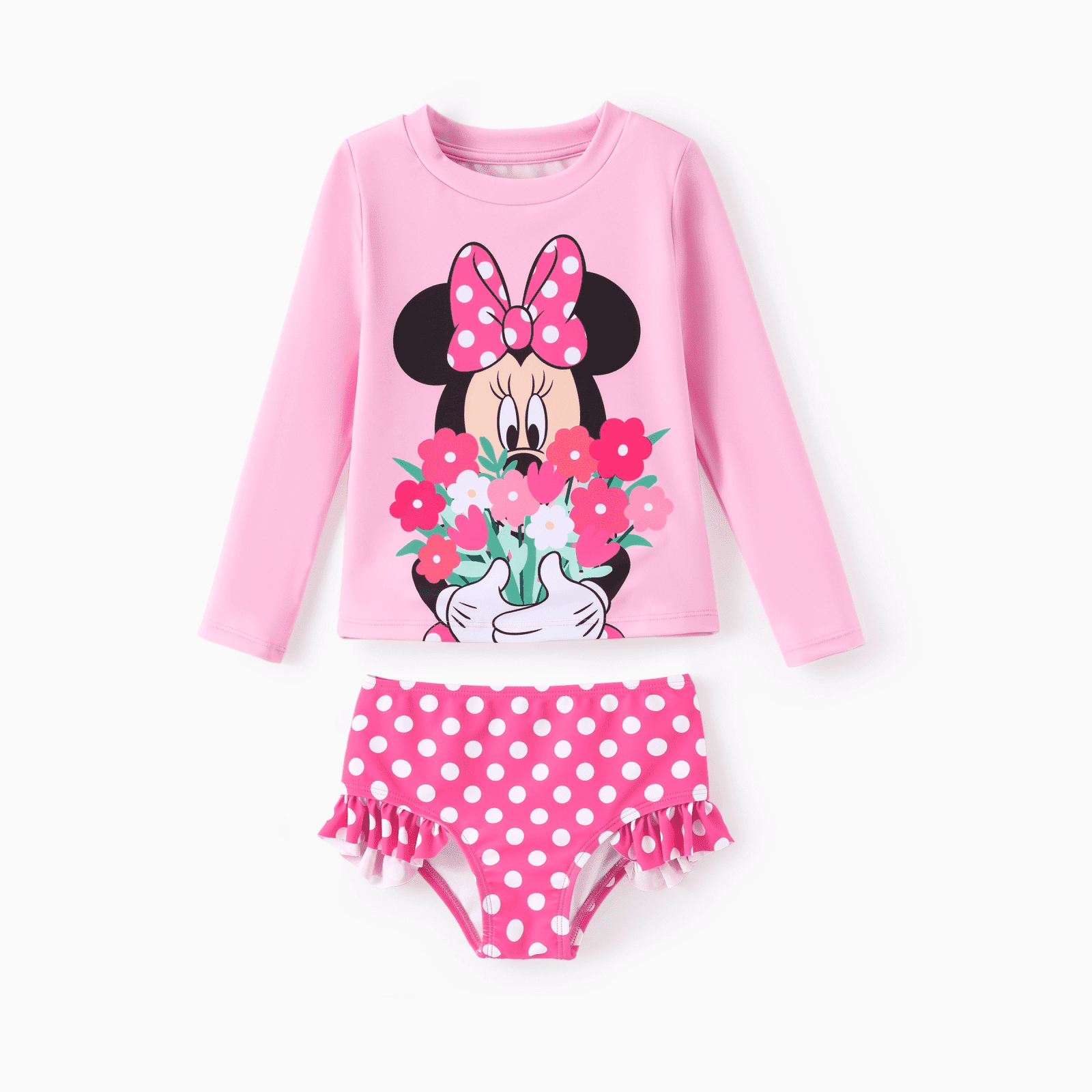 Disney Minnie Mouse Girls Swimsuit Rash Guard 2 Pieces Bathing Suits ...