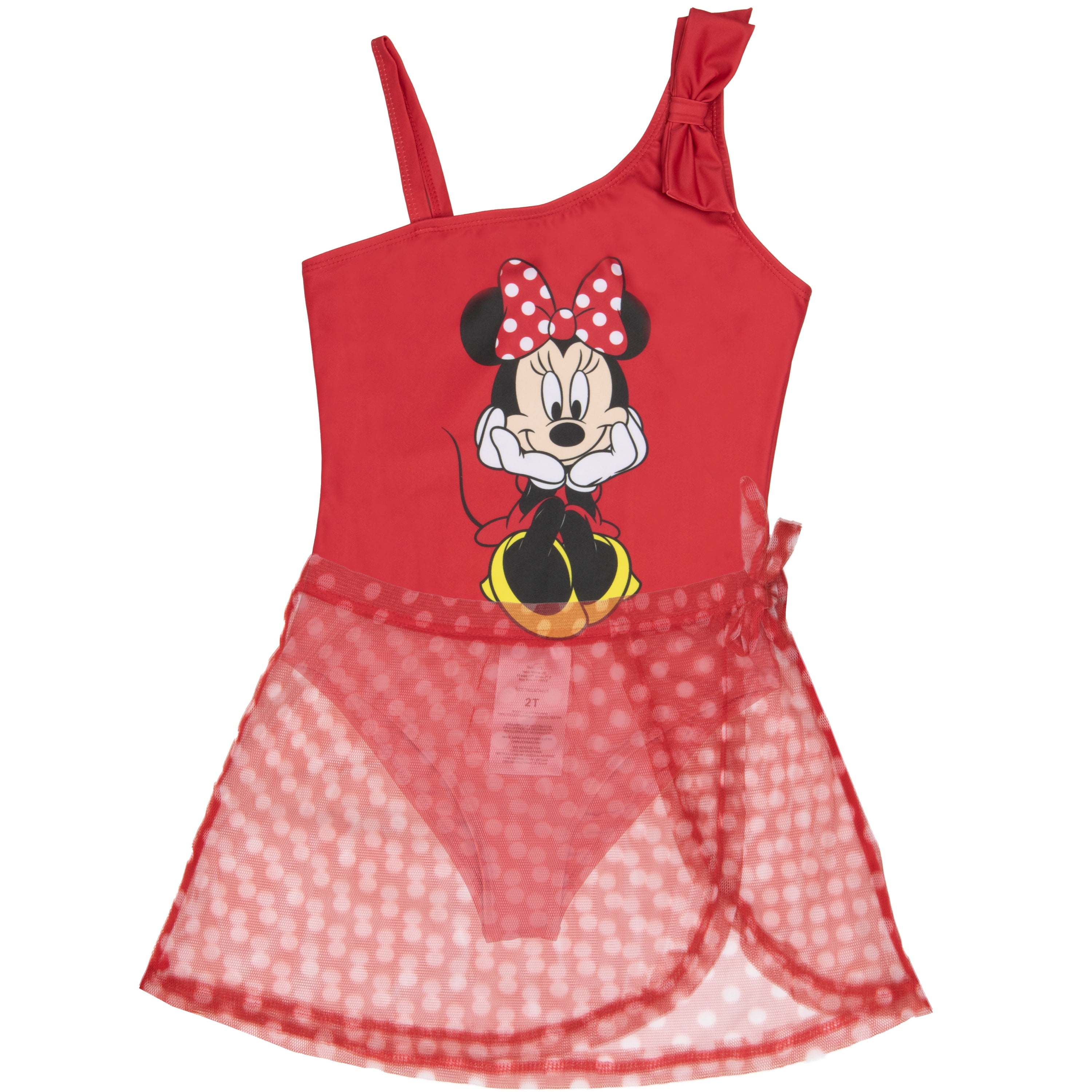 Disney Minnie Mouse Girls Swimsuit Set, One Piece Shoulder Bow Minnie ...