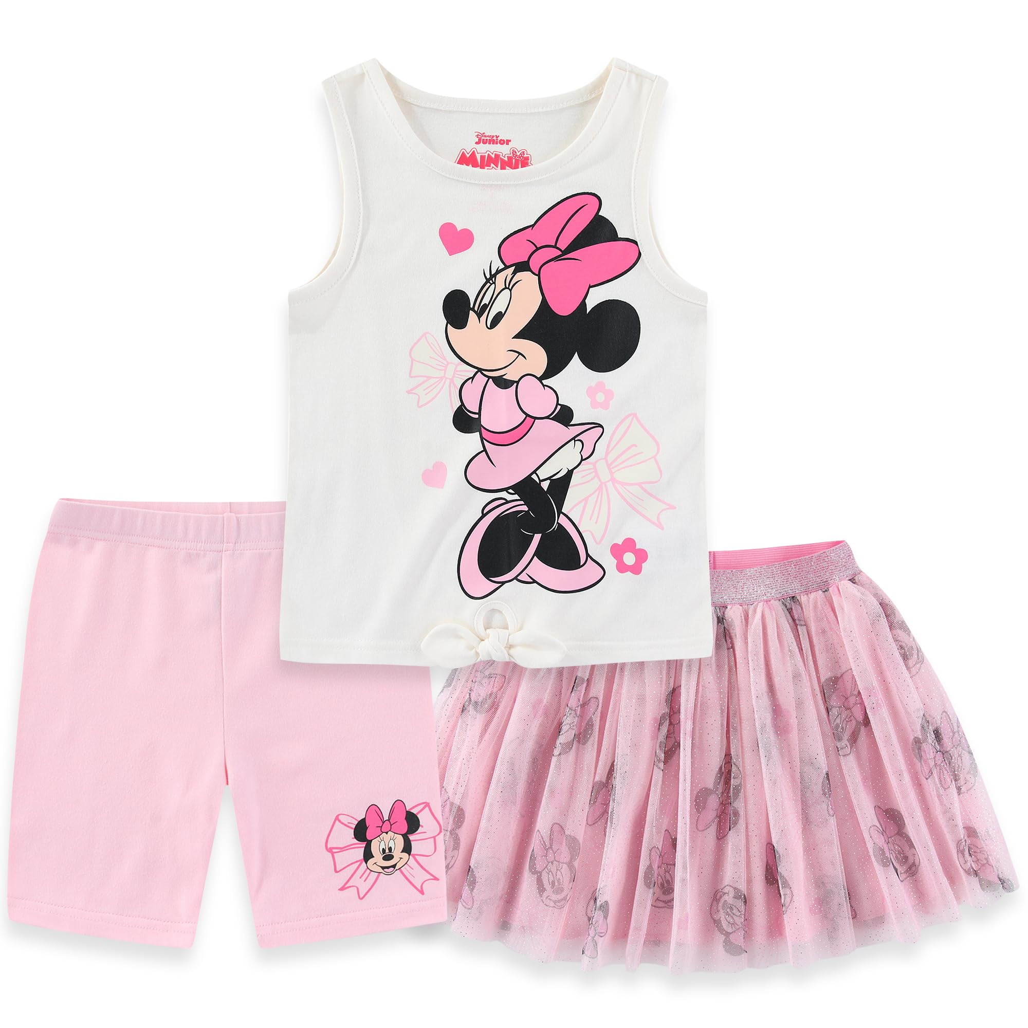 Disney Minnie Mouse Girls Tank Top, Shorts, and Tulle Skirt Girls), 3 ...