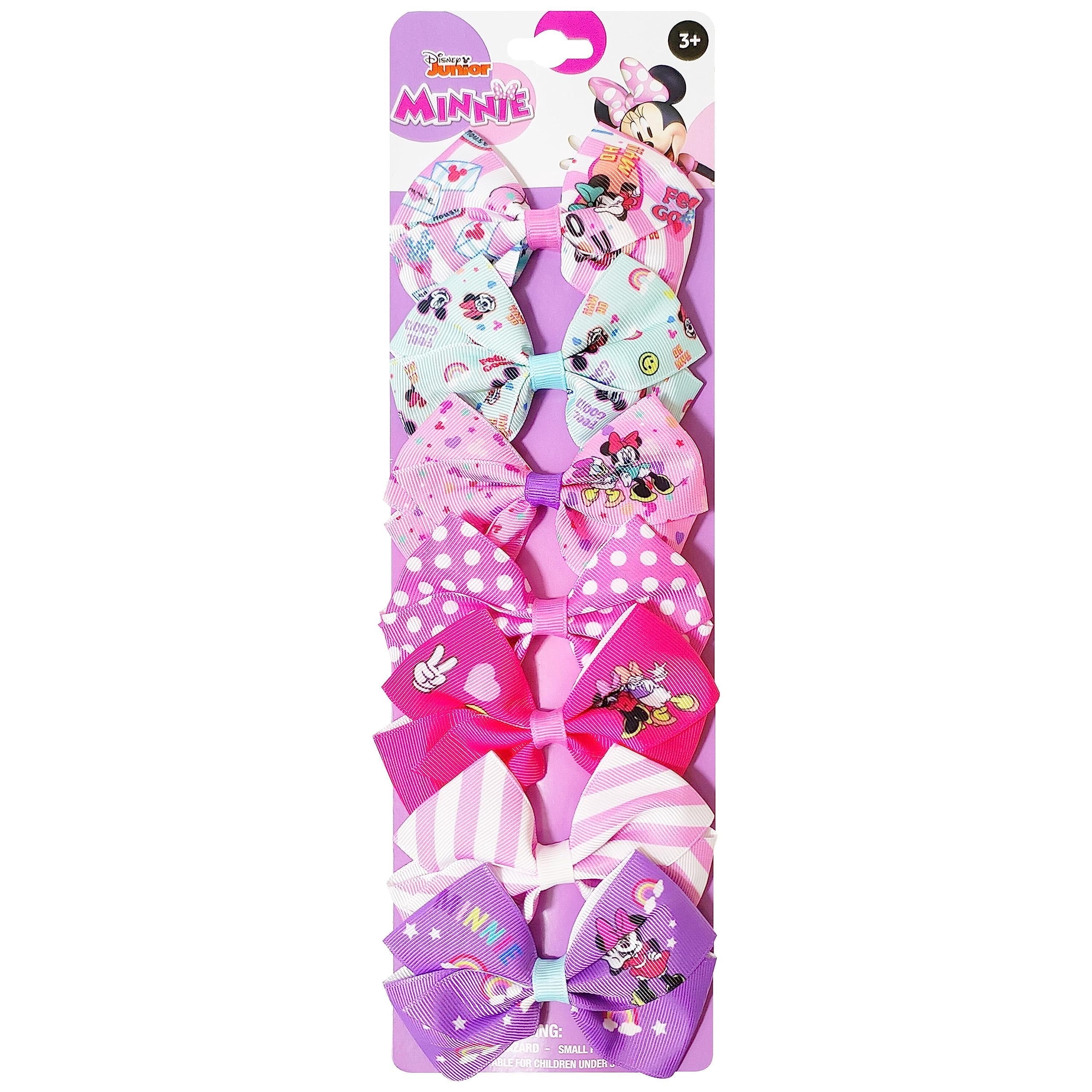 Disney Minnie Mouse Hair Accessories Gift Set, 7 Pcs 4 Inch Bows ...