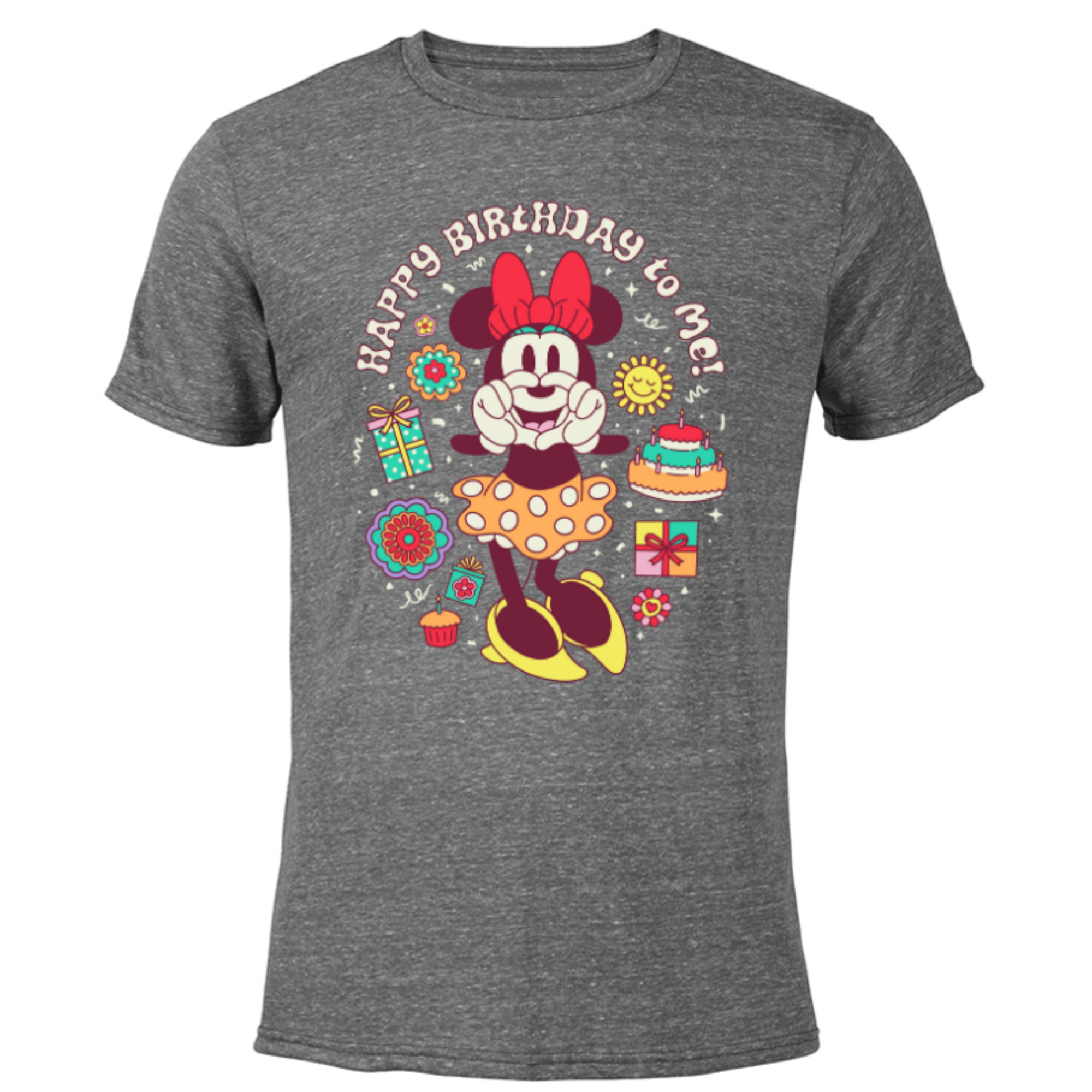 Disney Minnie Mouse Happy Birthday To Me Finger Heart Retro - Short ...
