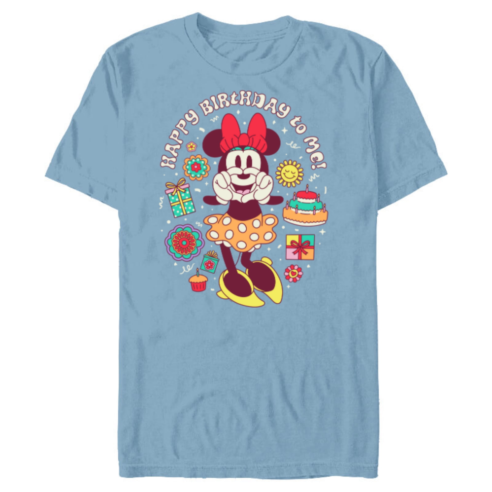 Disney Minnie Mouse Happy Birthday To Me Finger Heart Retro - Short ...