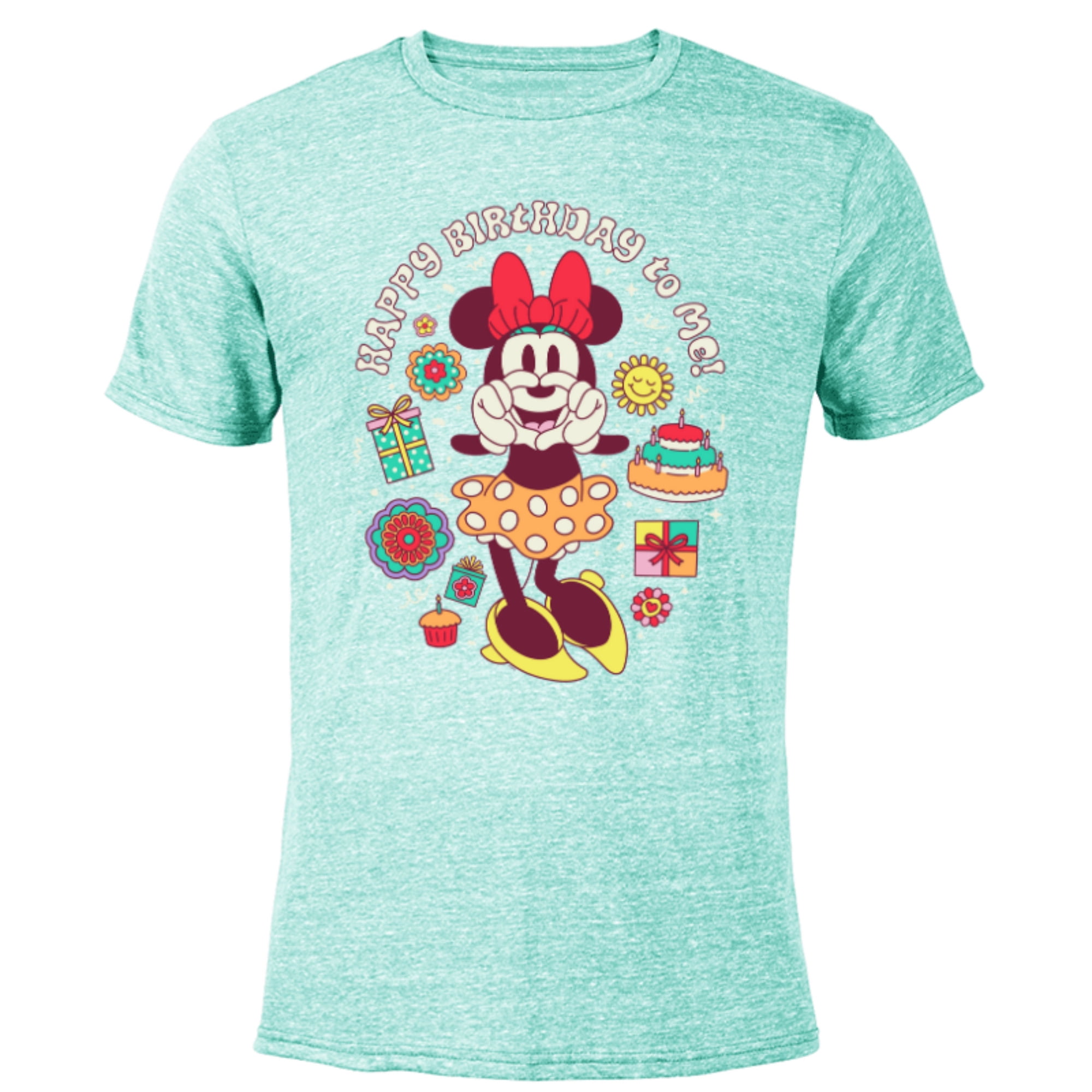 Disney Minnie Mouse Happy Birthday To Me Finger Heart Retro - Short ...
