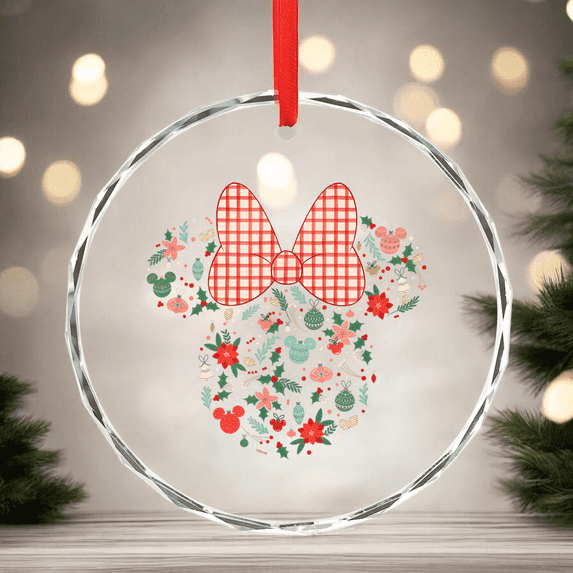 Disney Minnie Mouse Head Icon Noel Ornaments & Holly Ornament, CIRCLE ...
