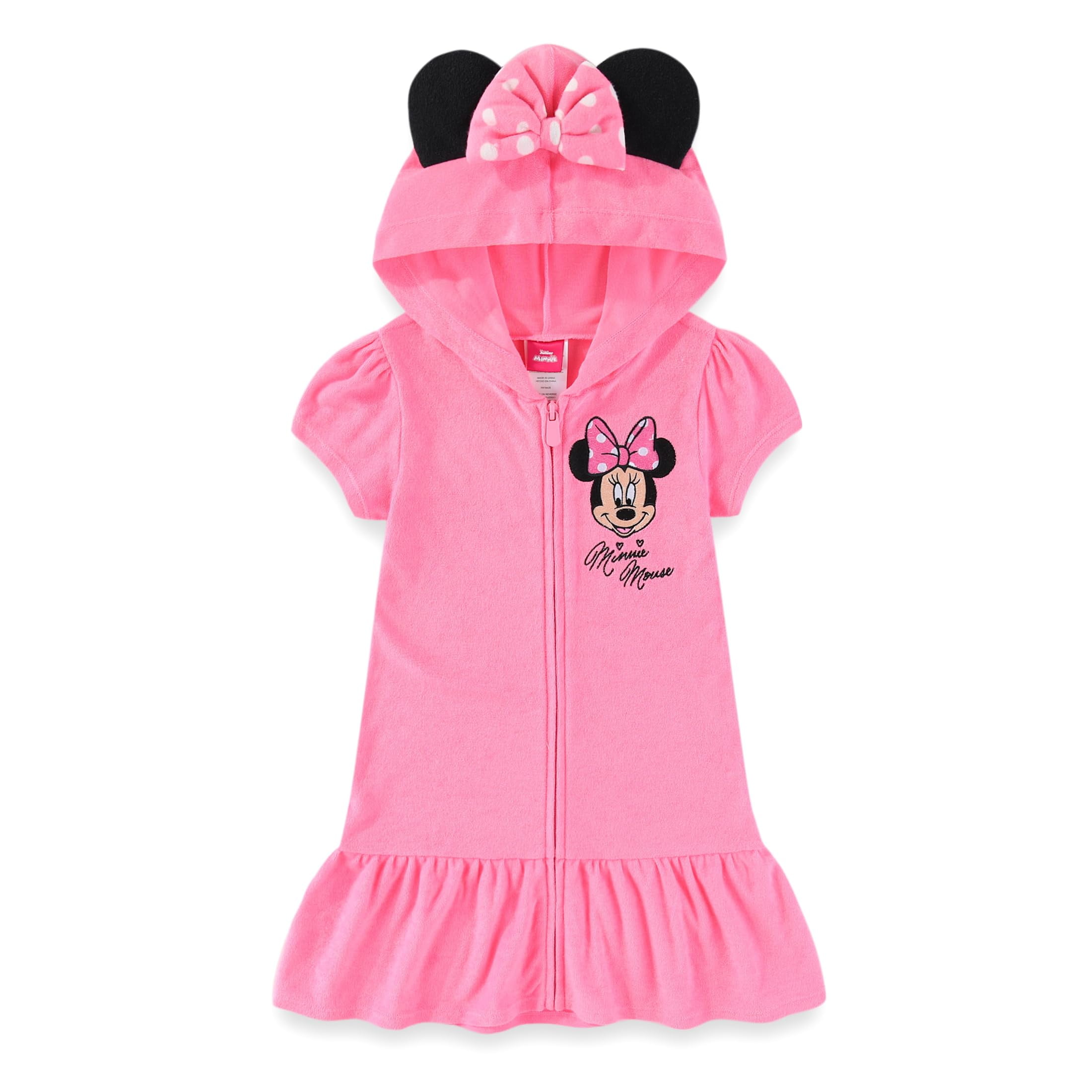 Disney Minnie Mouse Hooded Terry Swimsuit Cover-Up with Ears Zip-Up ...