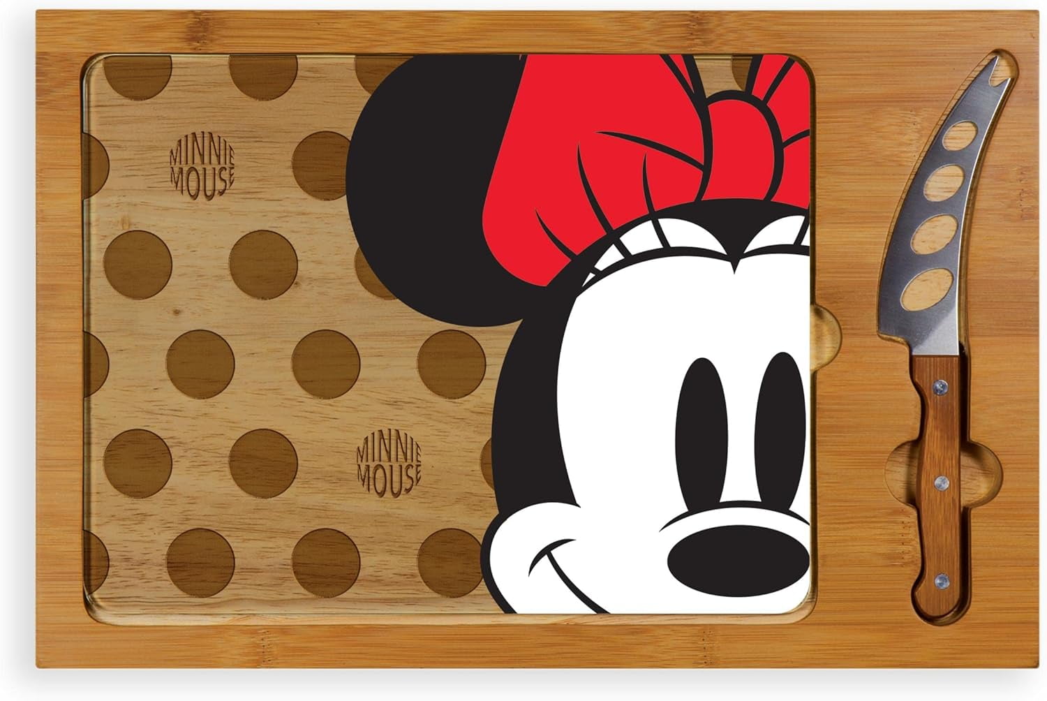 Disney Minnie Mouse Icon Glass Top Cutting Board & Knife Set, Cheese and Charcuterie Boards ...