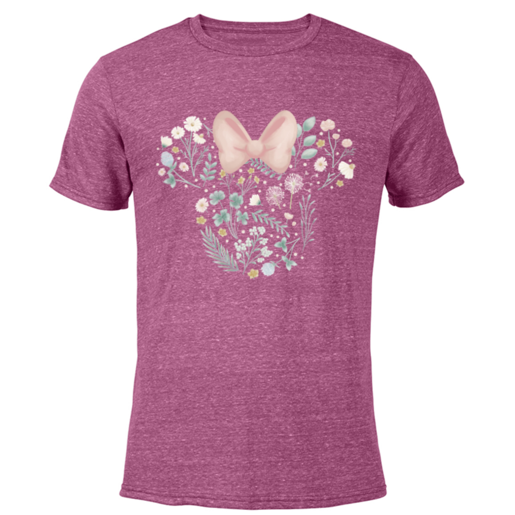 Disney Minnie Mouse Icon Spring Flowers - Short Sleeve Blended T-Shirt ...