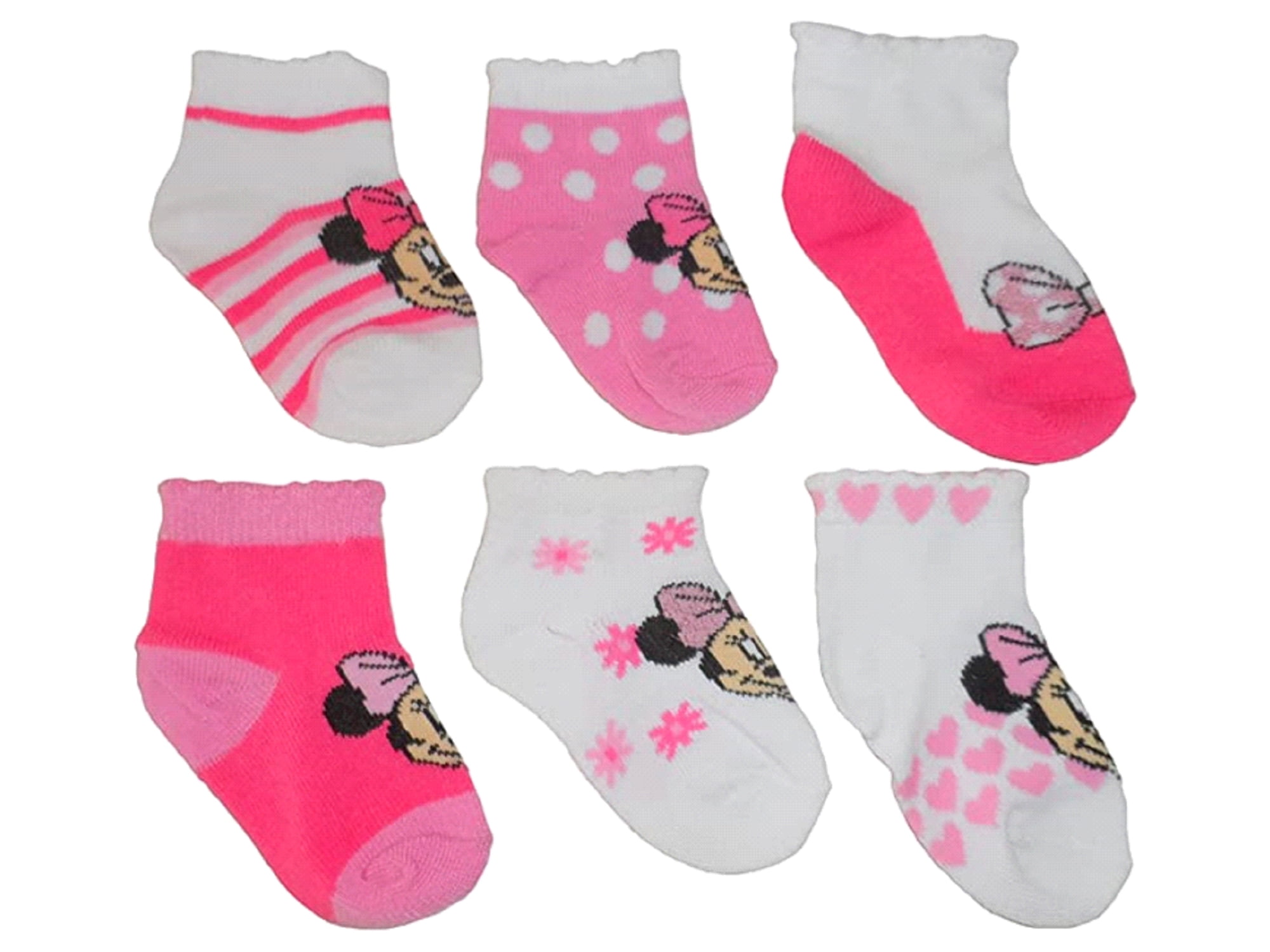 Disney Minnie Mouse Infant Baby Girl's Assorted Socks 6 Pair - Walmart.com