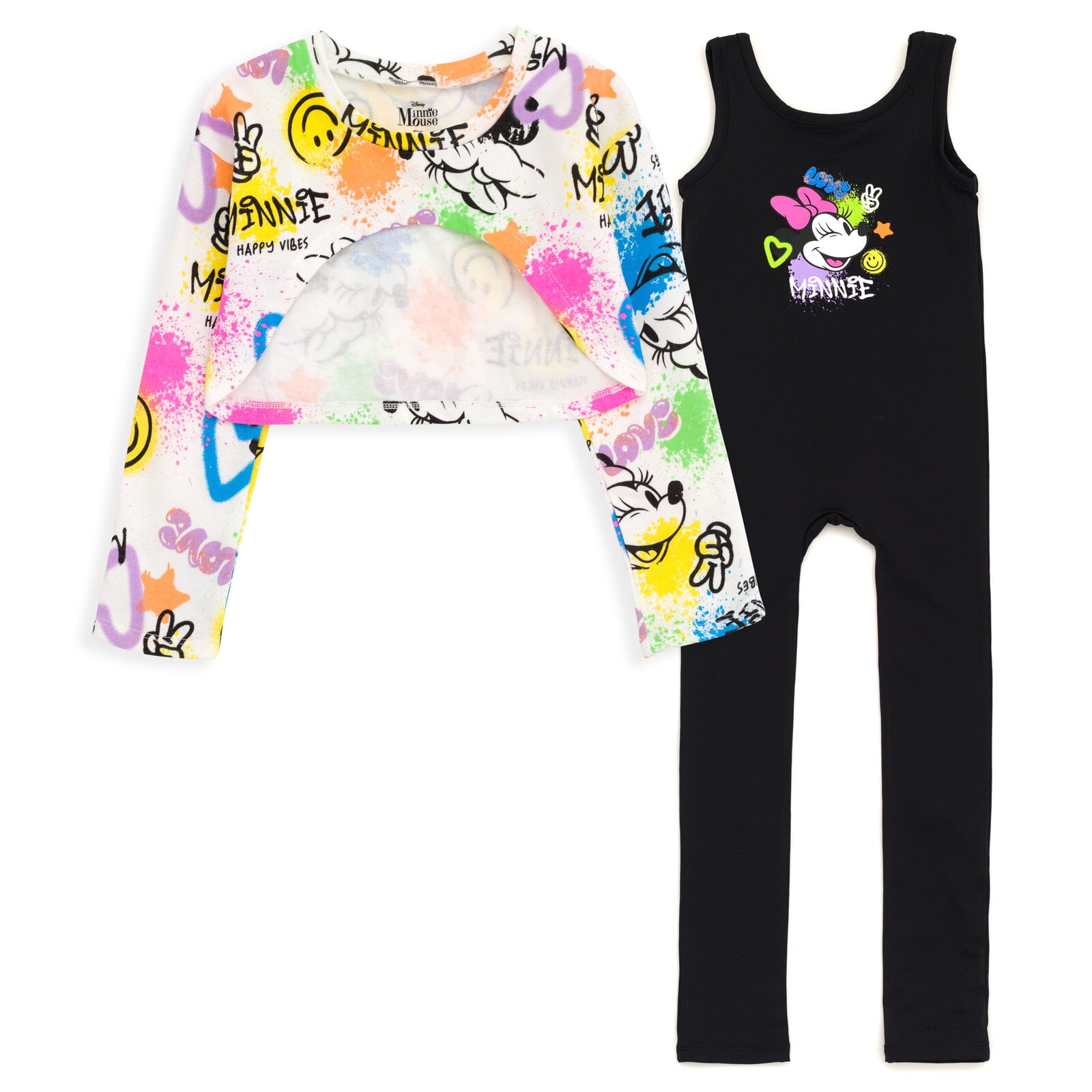 Disney Minnie Mouse Jumpsuit and Fleece Shrug Outfit Set Graffiti ...