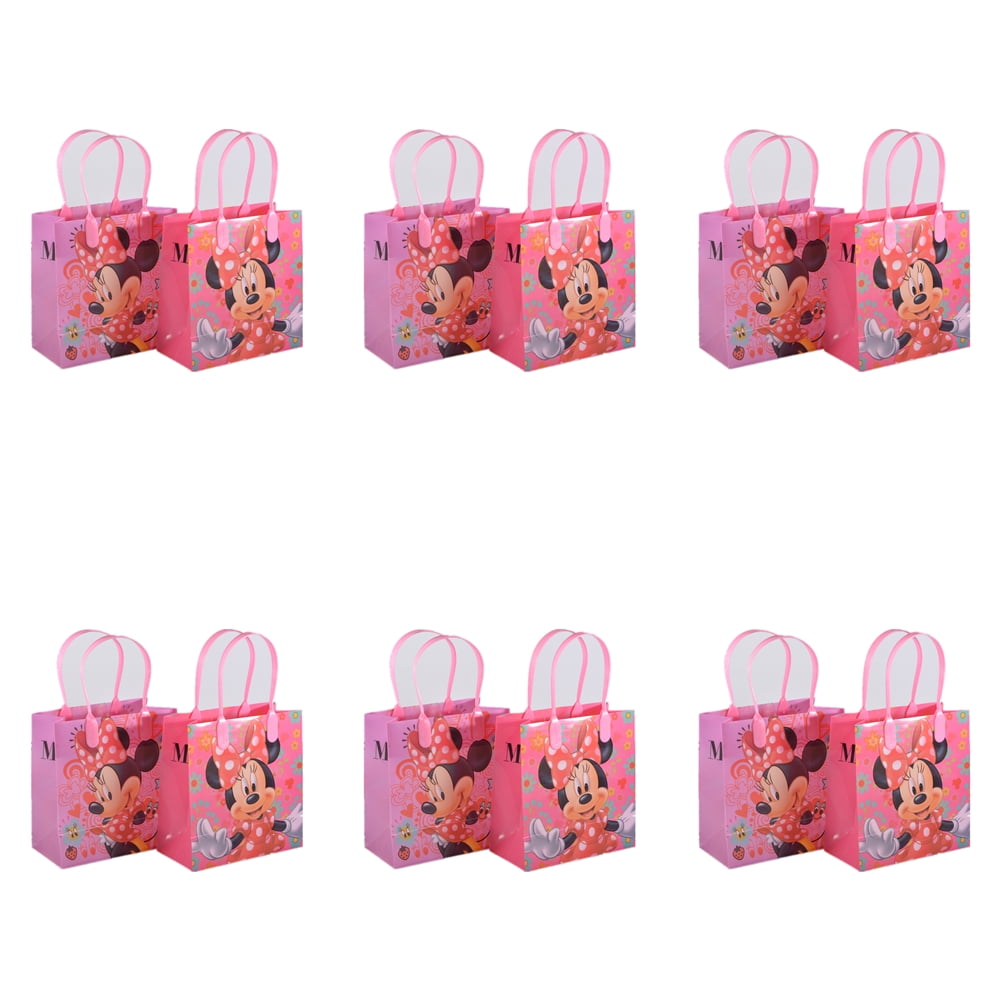 Disney Minnie Mouse Kids Party Bags, Plastic, 7" x 6"x 3", 12 Count ...