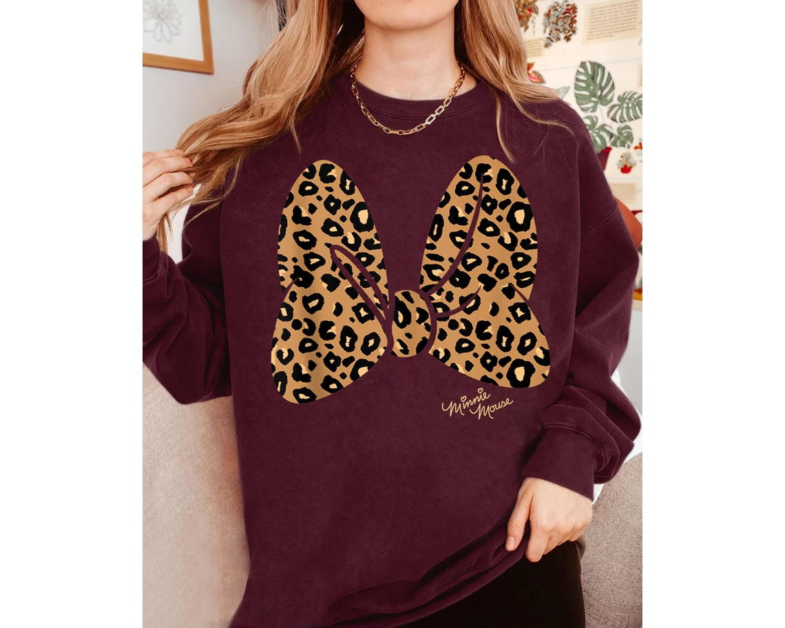 Disney Minnie Mouse Leopard Print Bow Minnie Friends Disneyland Family ...