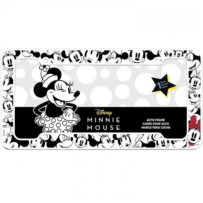Disney Minnie Mouse License Plate Frame, Black & White - Walmart.com