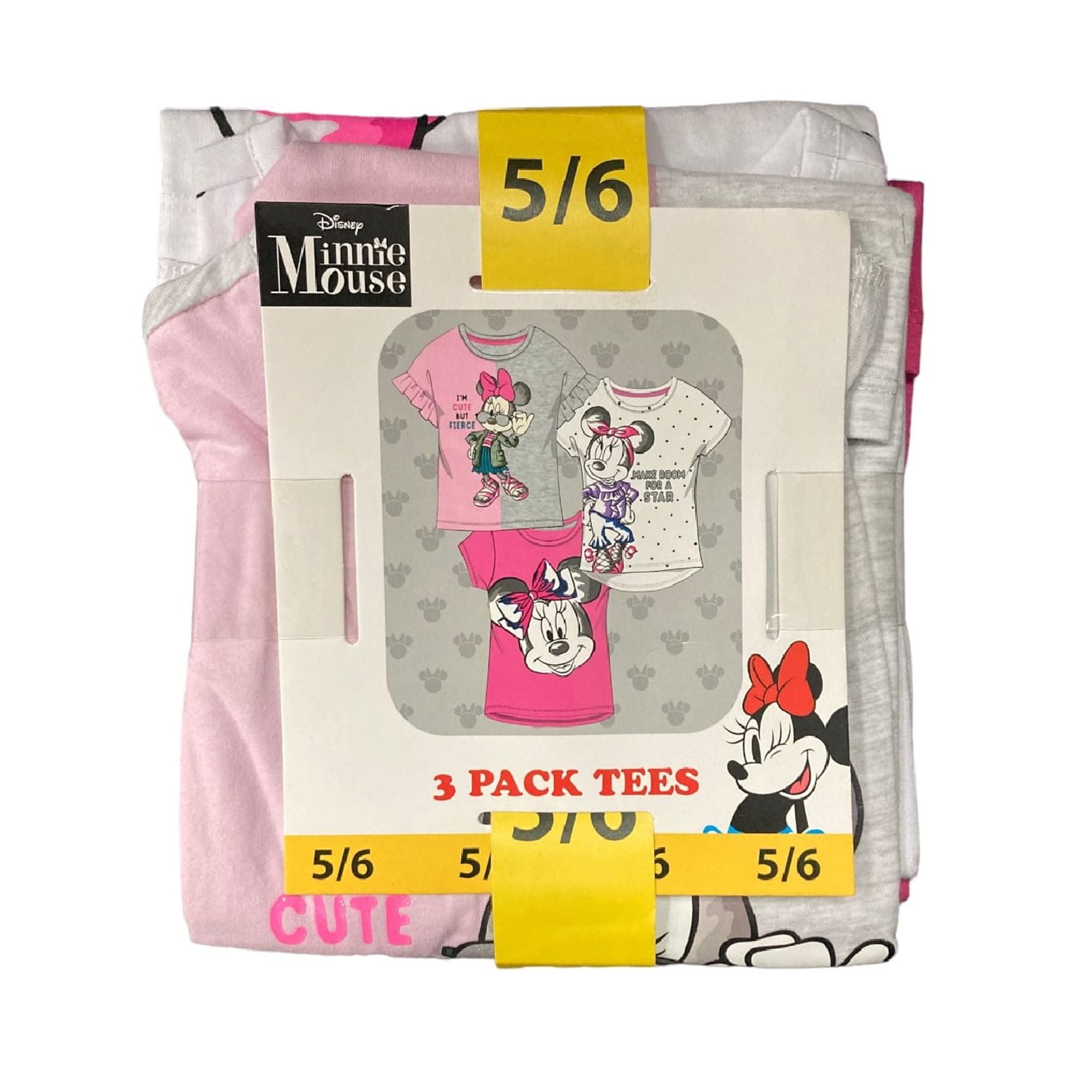 Disney Minnie Mouse Licensed 3 Pack Short Sleeve T-Shirts (7/8 ...