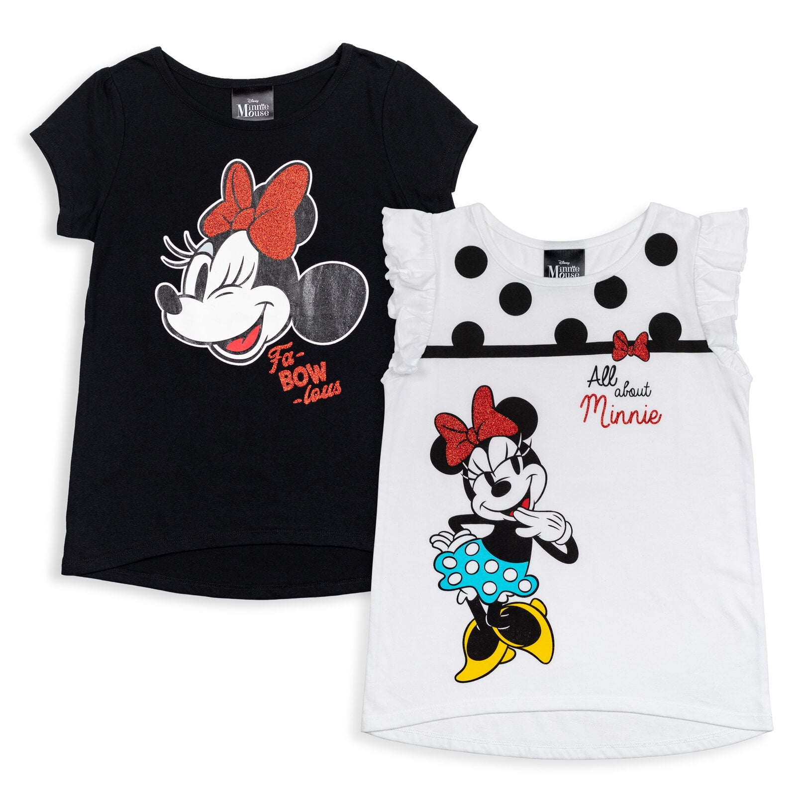 Disney Minnie Mouse Little Girls 2 Pack T-Shirts Toddler to Big Kid ...