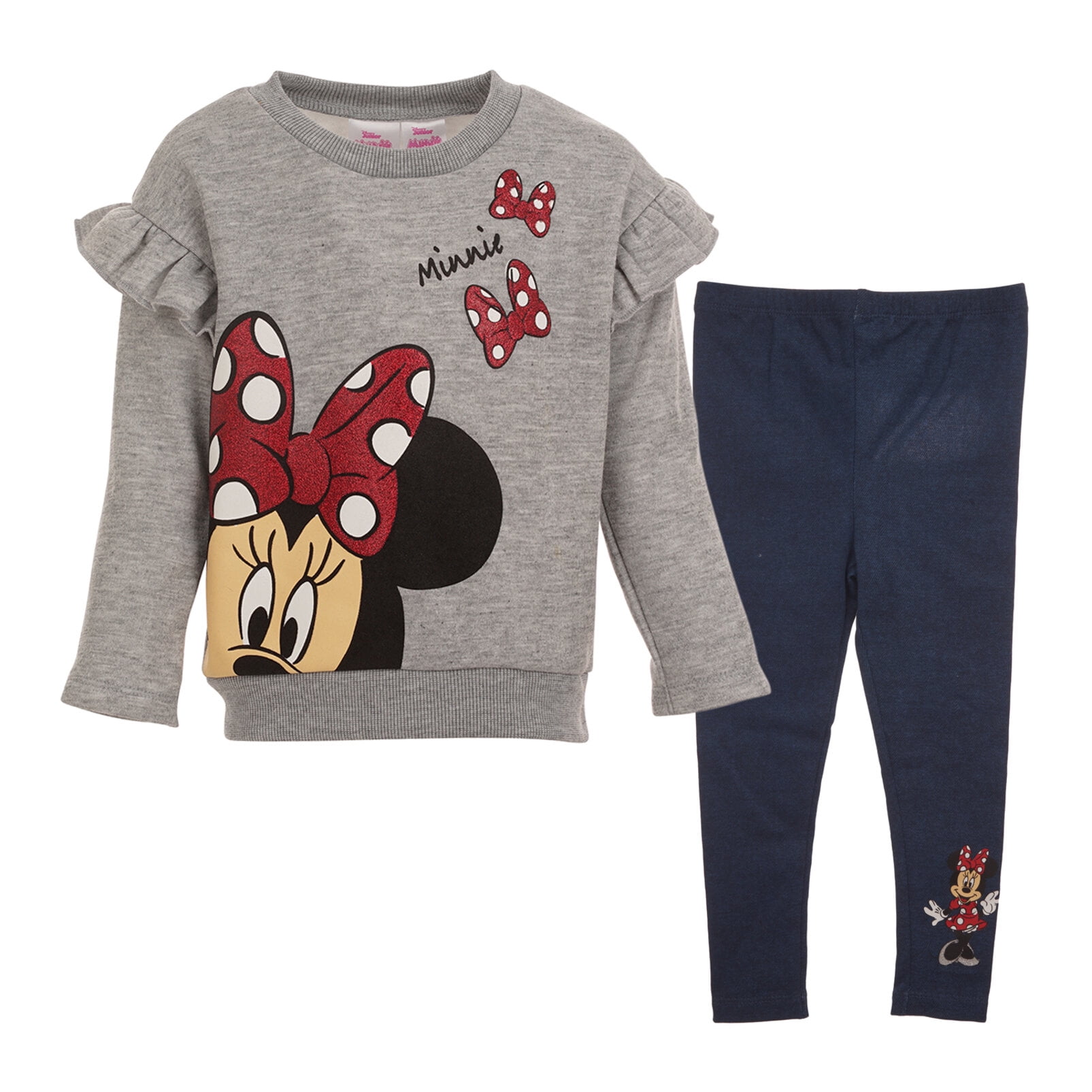 Disney Minnie Mouse Little Girls Fleece Sweatshirt and Leggings Outfit ...