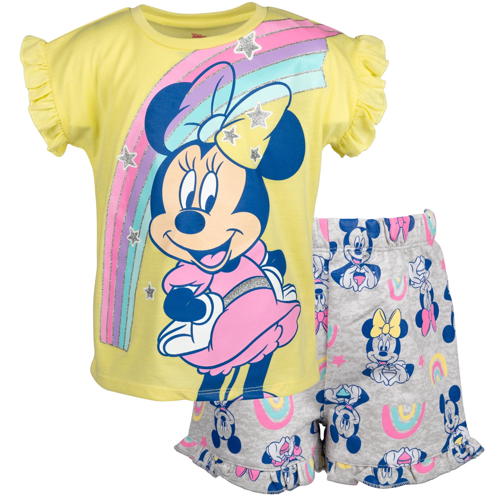 Disney Minnie Mouse Little Girls T-Shirt and French Terry Shorts Outfit ...