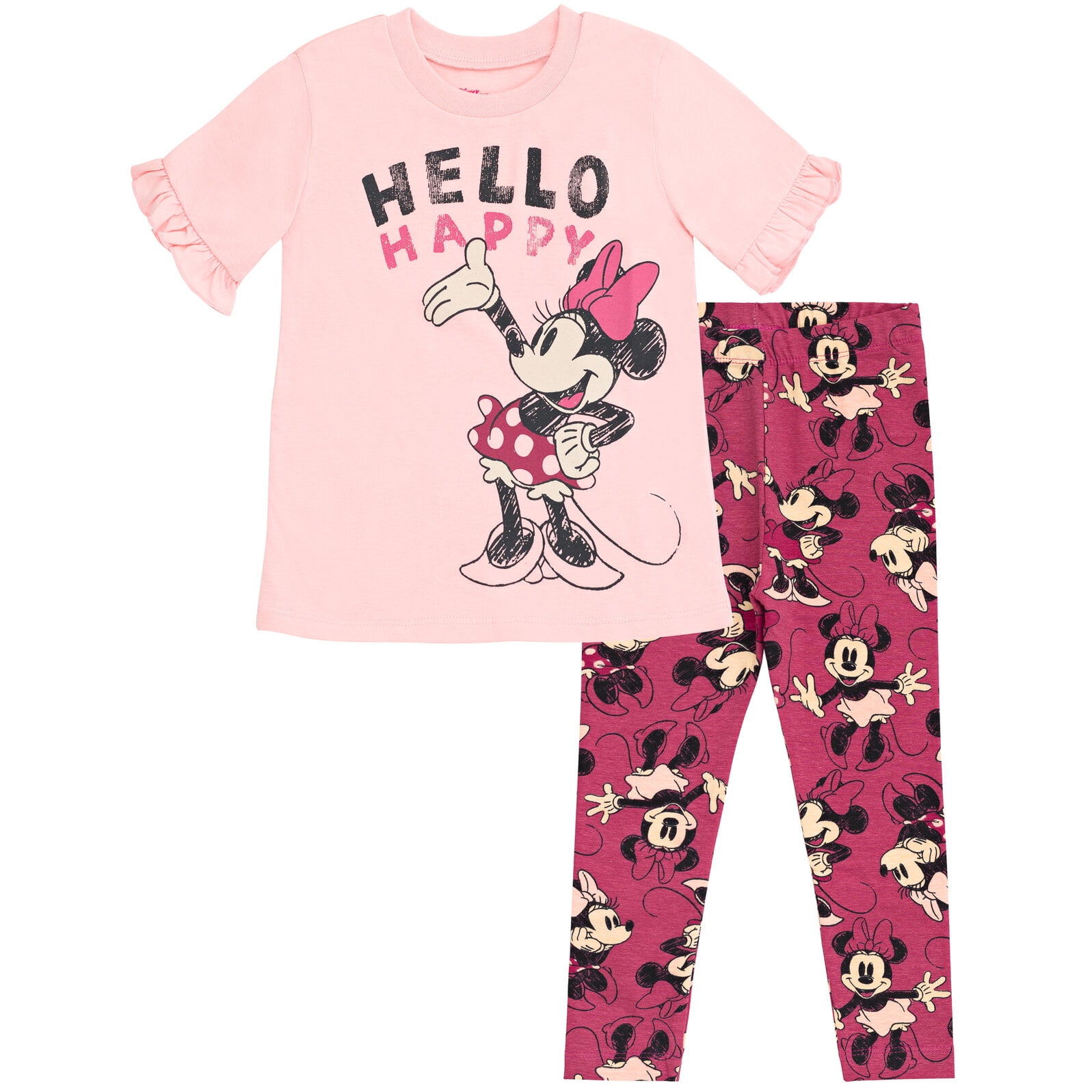 Disney Minnie Mouse Little Girls T-Shirt and Leggings Outfit Set Infant ...