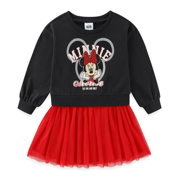 Disney Minnie Mouse Long Sleeve Tulle Dress (Girls), Sizes 4-14 ...