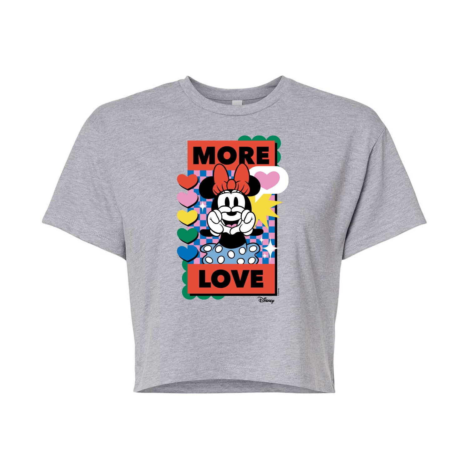 Disney - Minnie Mouse - More Love - Juniors Cropped Cotton Blend T ...