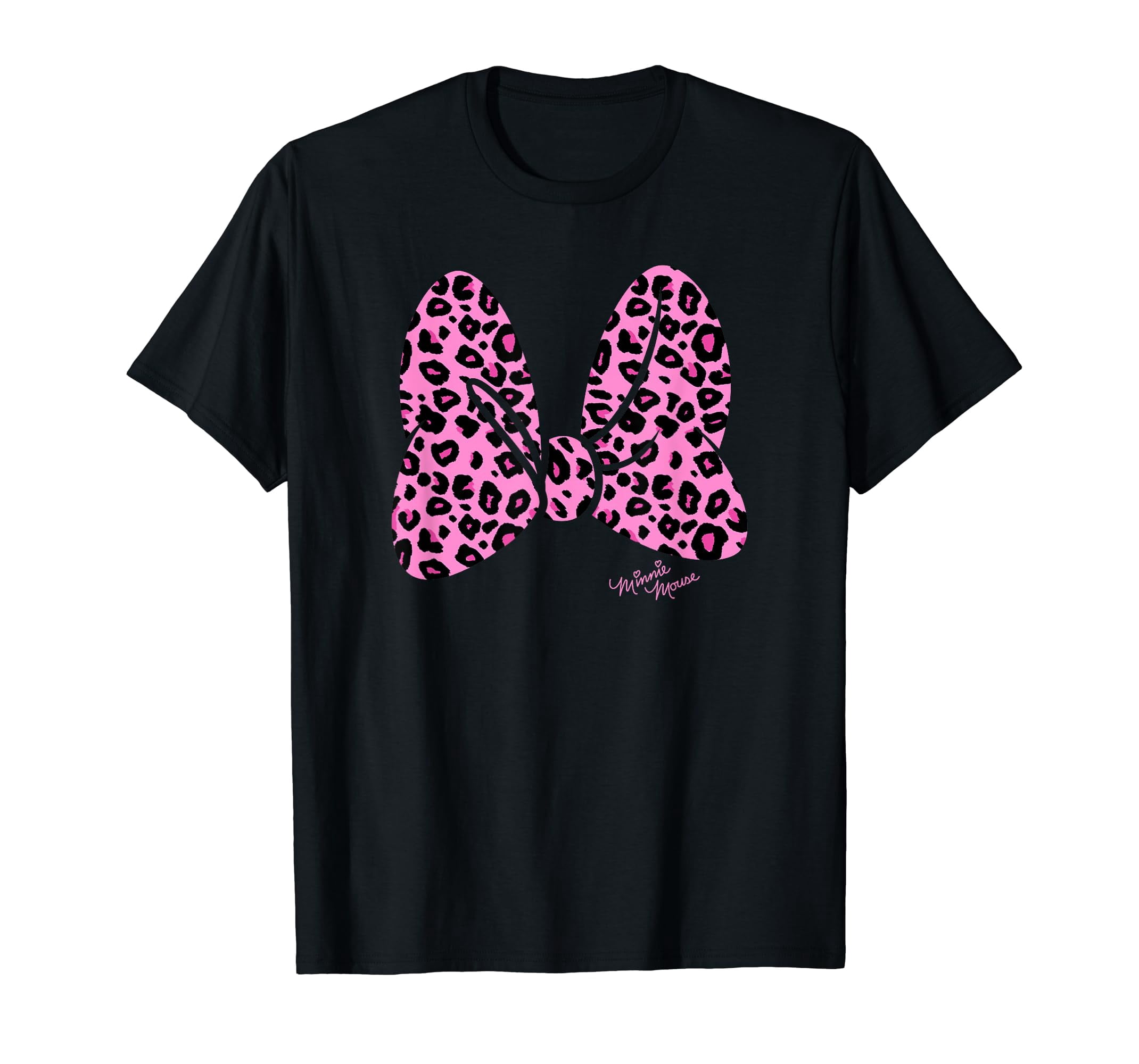 Disney Minnie Mouse Pink Animal Print Classic Bow T-Shirt - Walmart.com