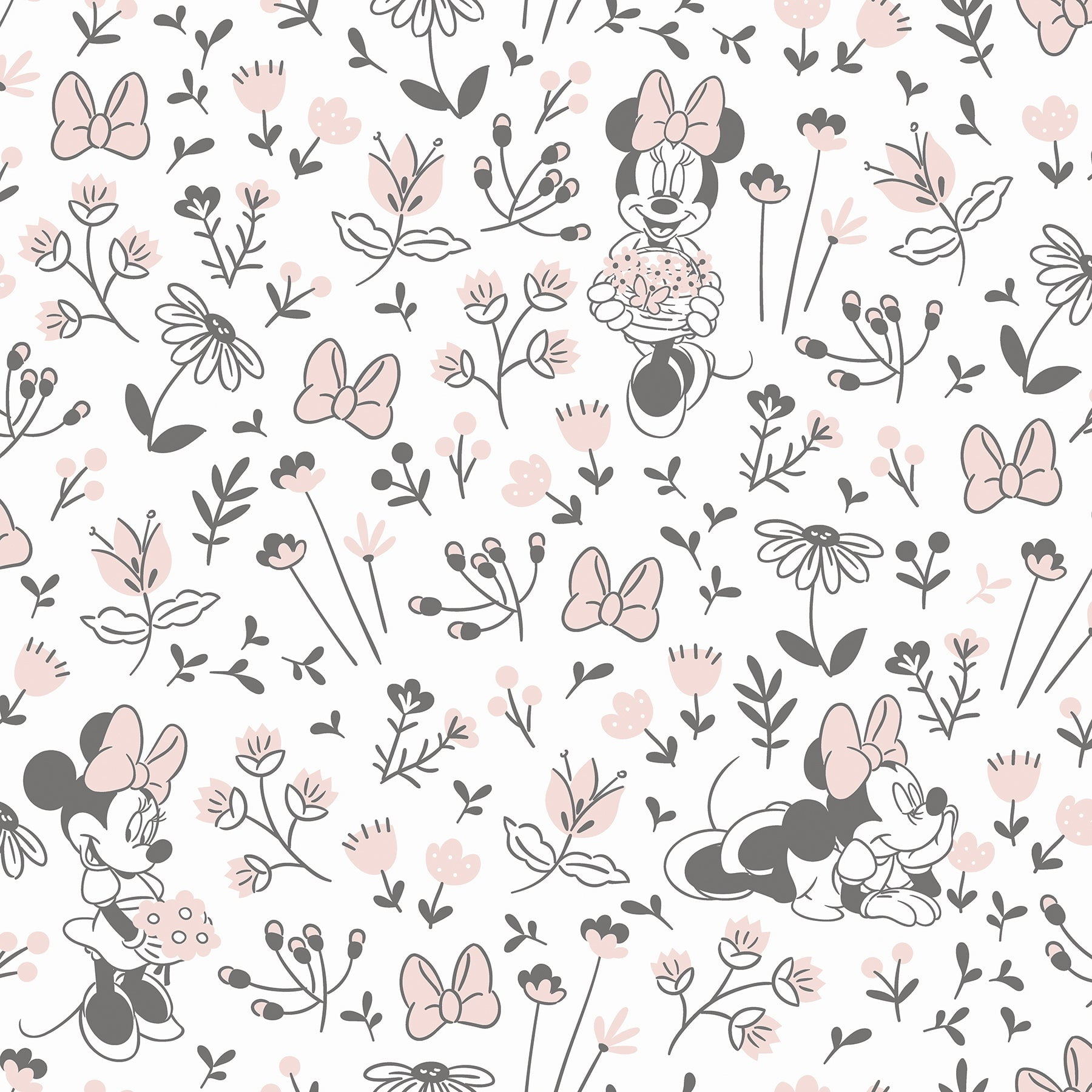 Disney Minnie Mouse Pretty as a Flower Peel & Stick Wallpaper - Walmart.com