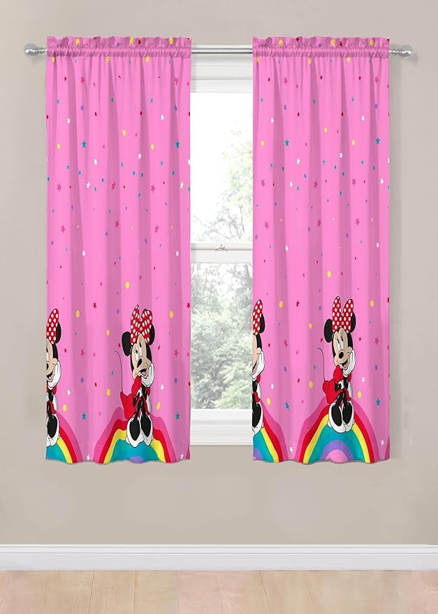 Disney Minnie Mouse Rainbow Dots 2 Panels Drapes Set - 63 Inch Long ...