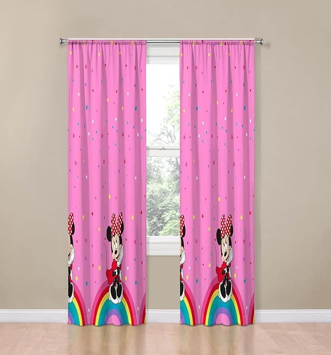 Disney Minnie Mouse Rainbow Dots 2 Panels Drapes Set - 84 Inch Long ...