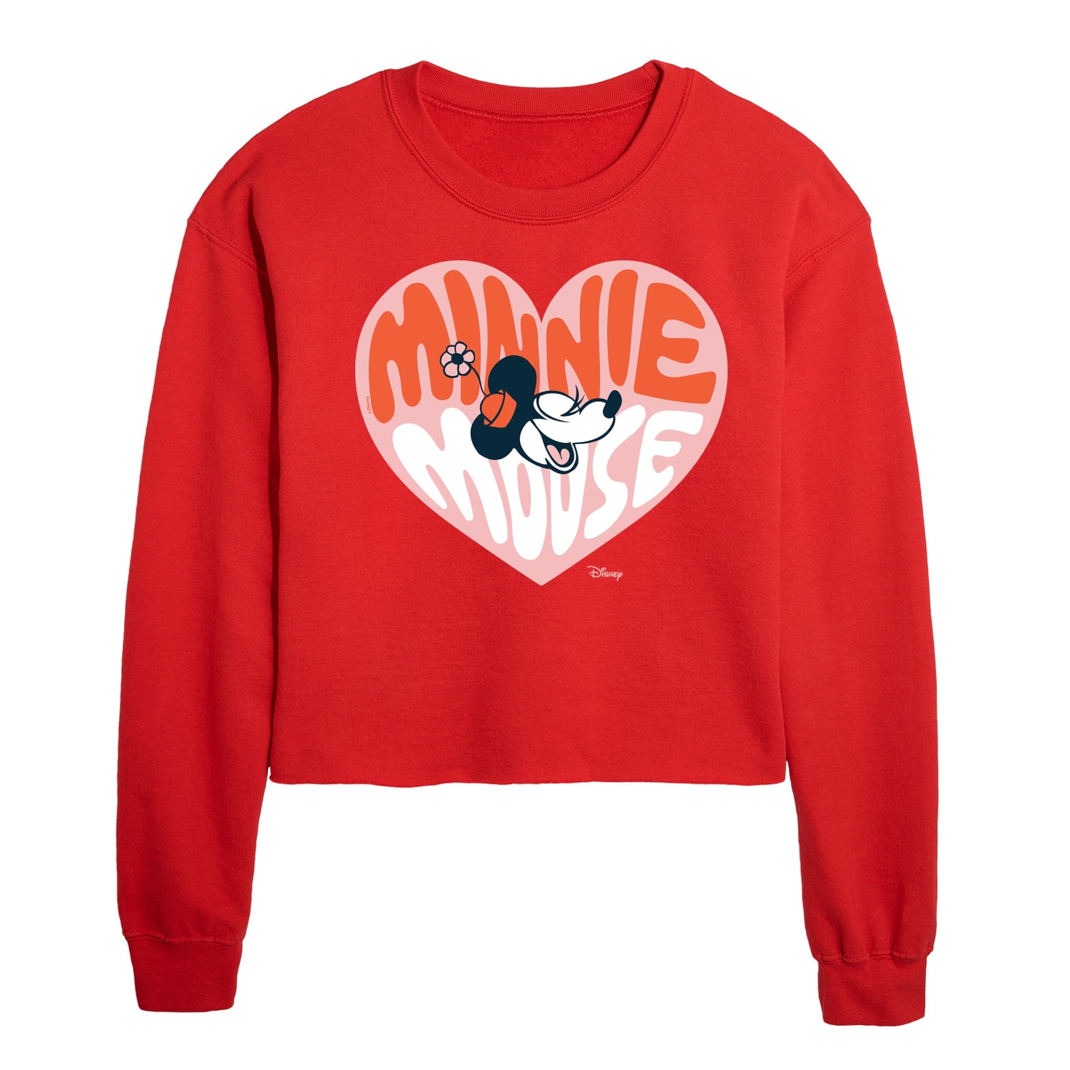 Disney - Minnie Mouse - Retro Heart - Juniors Cropped Crew Neck ...