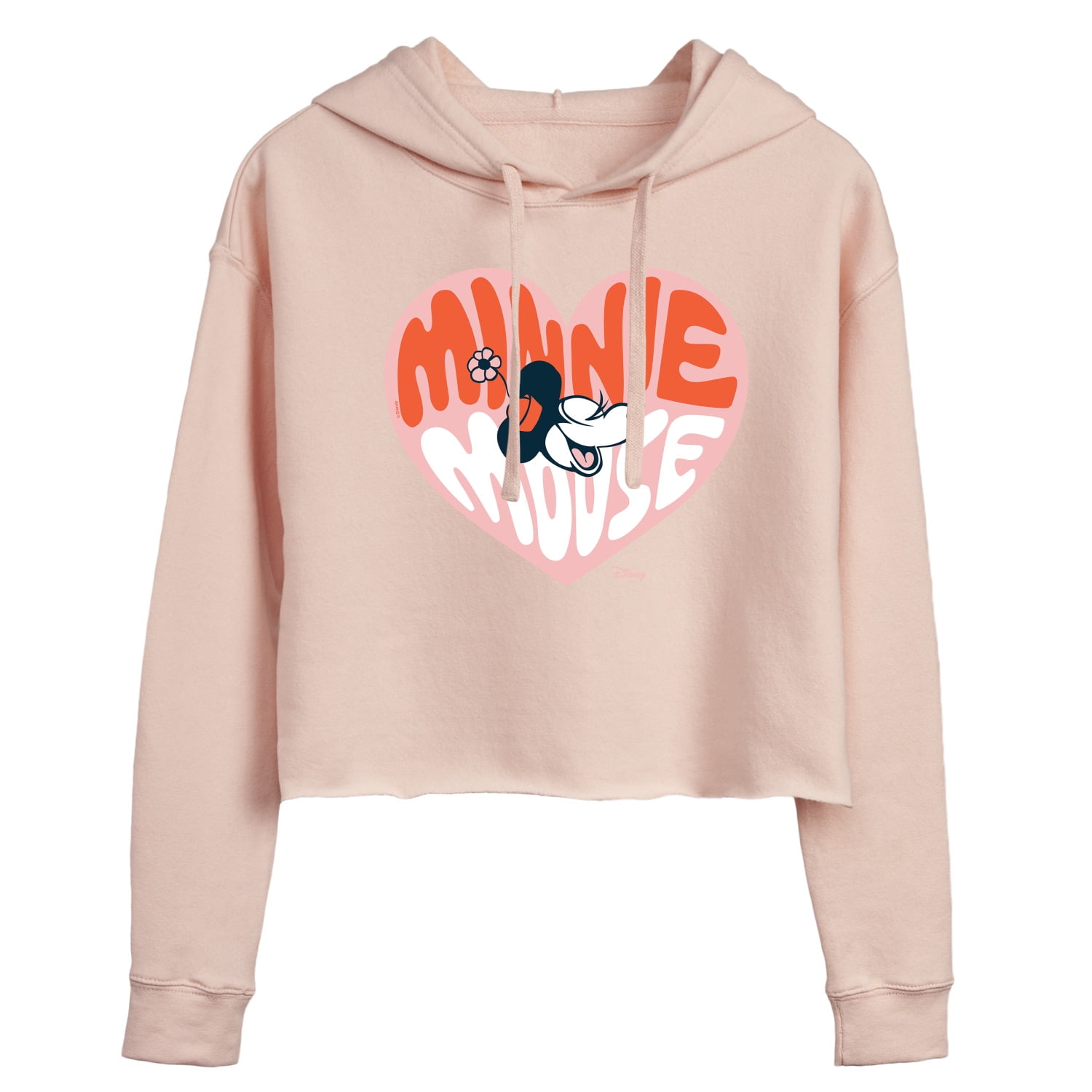 Disney - Minnie Mouse - Retro Heart - Juniors Cropped Pullover Hoodie ...