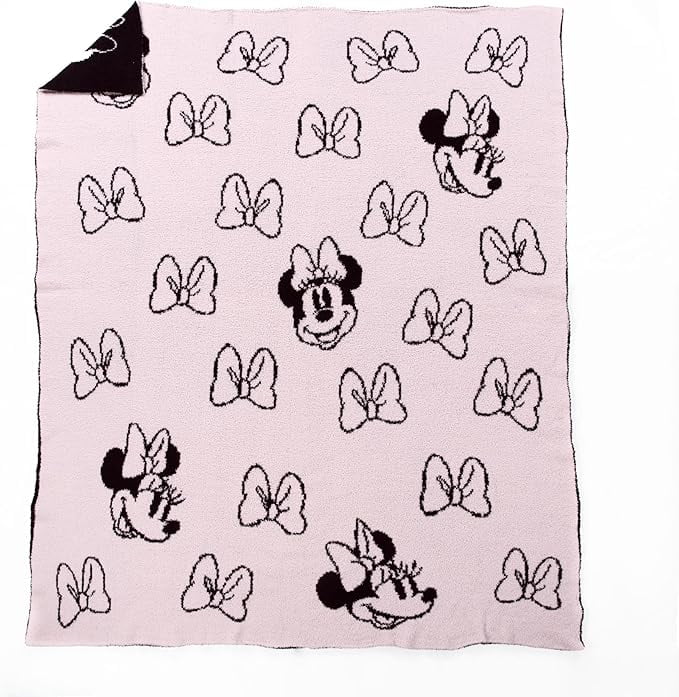 Disney Minnie Mouse Rosy Bows Feather Knit Throw - Soft & Cozy Décor ...