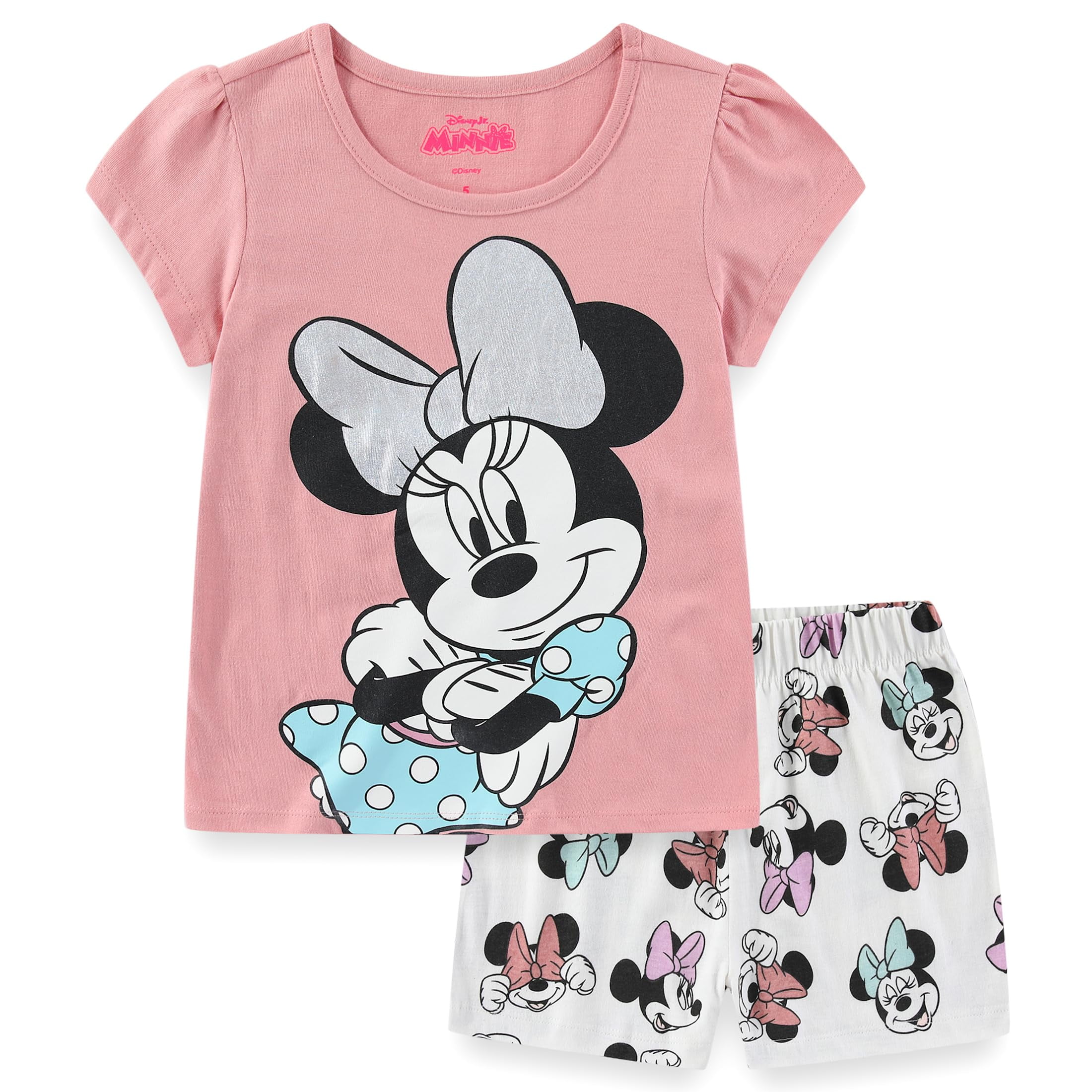 Disney Minnie Mouse Short Sleeve T-Shirt and Shorts Set (Girls), 2 ...