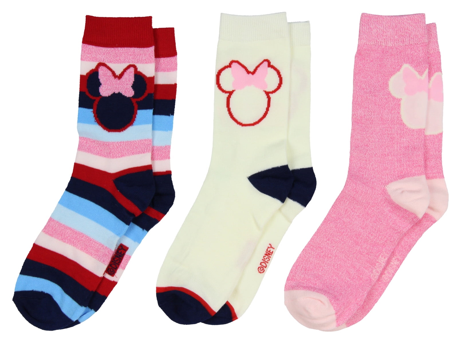 Disney Minnie Mouse Socks In The Pink Minnie 3 Pair Crew Socks Size 9 ...