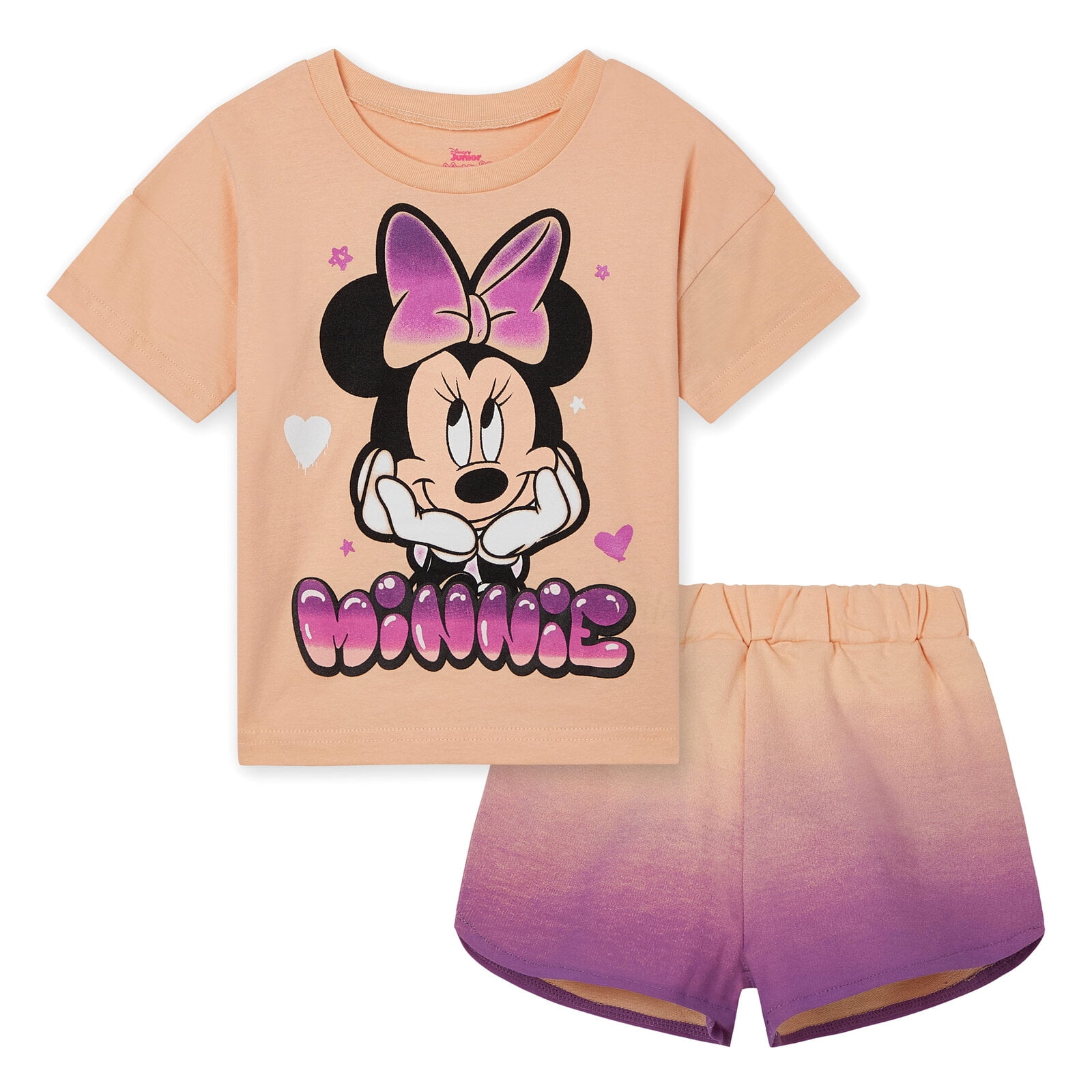 Disney Minnie Mouse T-Shirt and French Terry Shorts Outfit Set Airbrush Infant to Big Kid ...