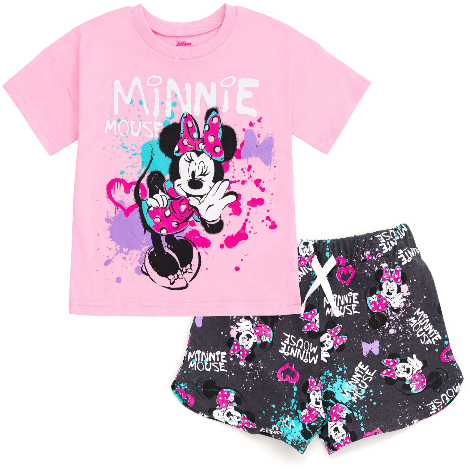 Disney Minnie Mouse T-Shirt and French Terry Shorts Outfit Set Graffiti ...