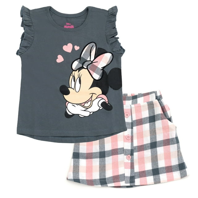 Disney Minnie Mouse T-Shirt and Skirt Plaid Toddler to Big Kid ...