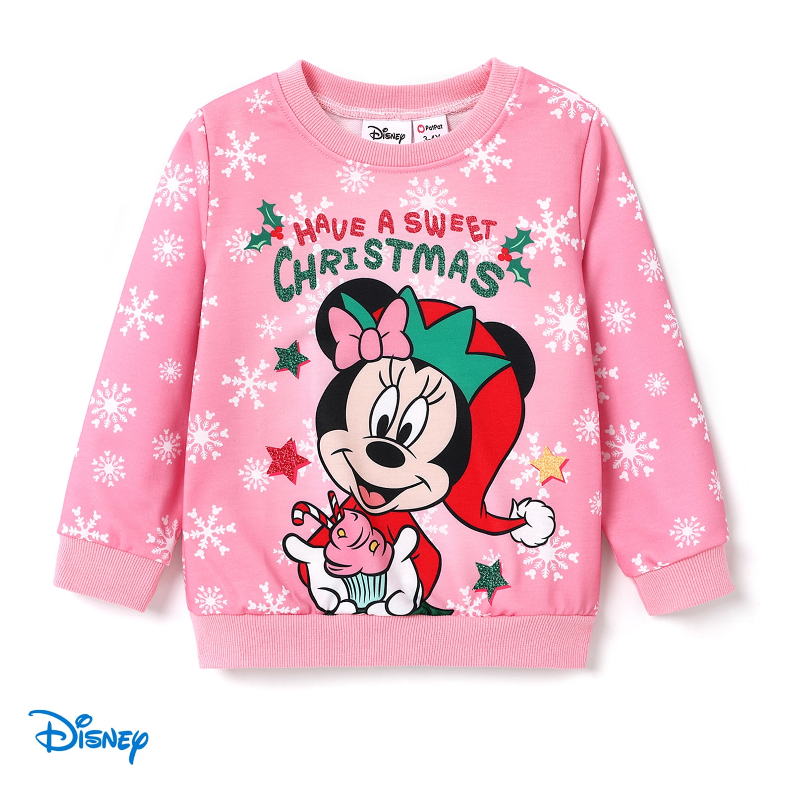 Disney Minnie Mouse Kids Holiday Pullover Sweatshirt, Toddler Girl ...