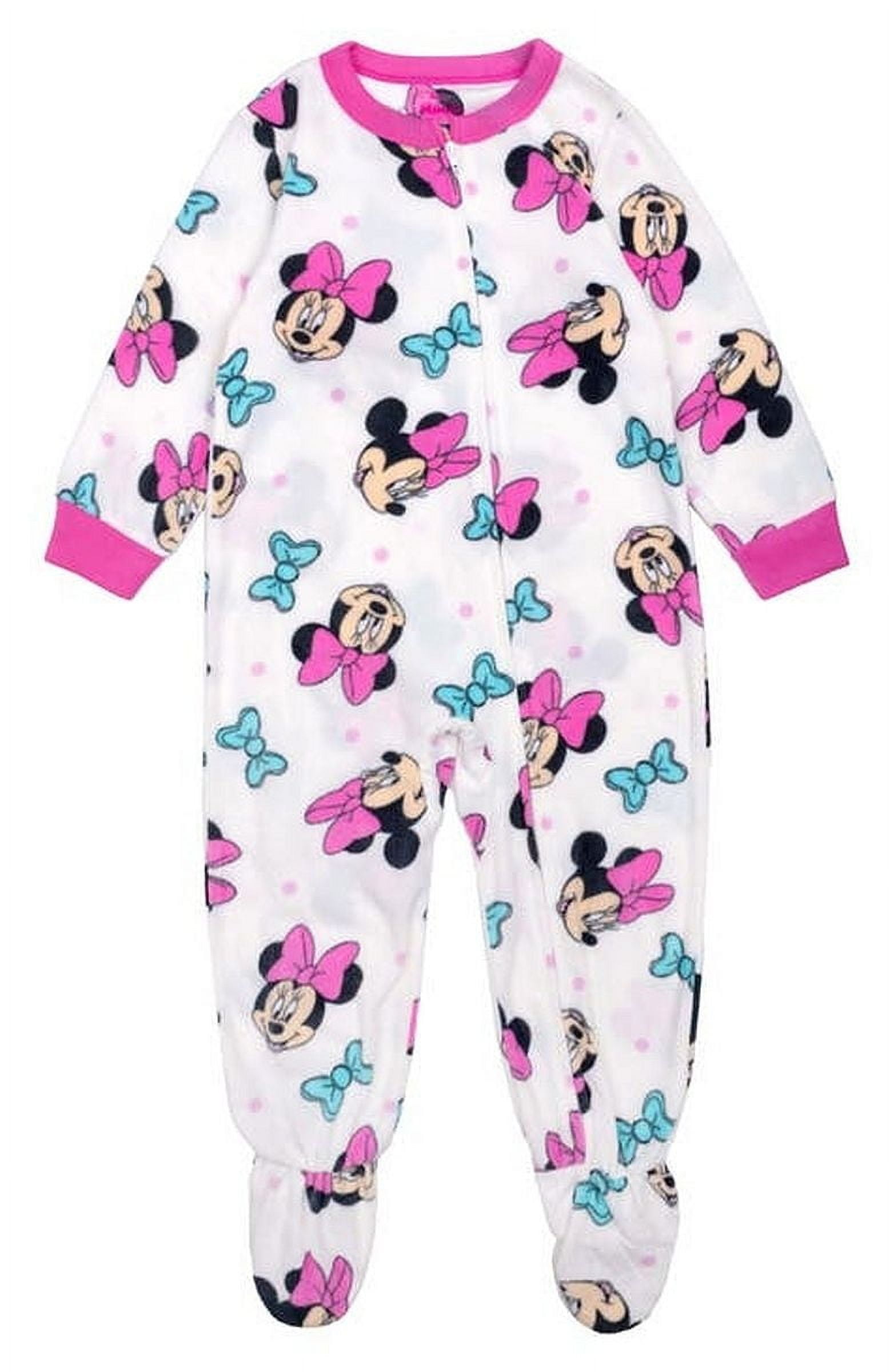 Disney Minnie Mouse Toddler Girl's White Bows Fleece Footed Pajama Sleeper, Size 3T - Walmart.com