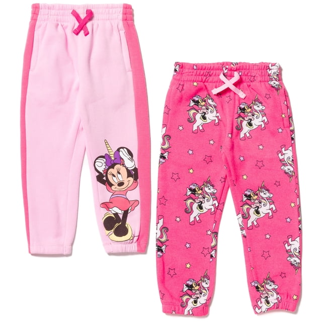 Disney Minnie Mouse Toddler Girls Fleece 2 Pack Jogger Pants Toddler to ...