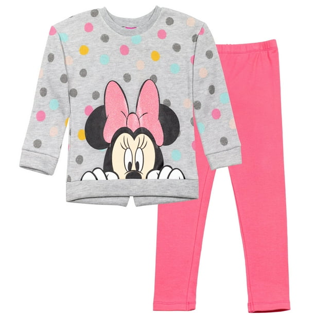 Disney Minnie Mouse Toddler Girls Fleece Sweatshirt and Leggings Outfit ...