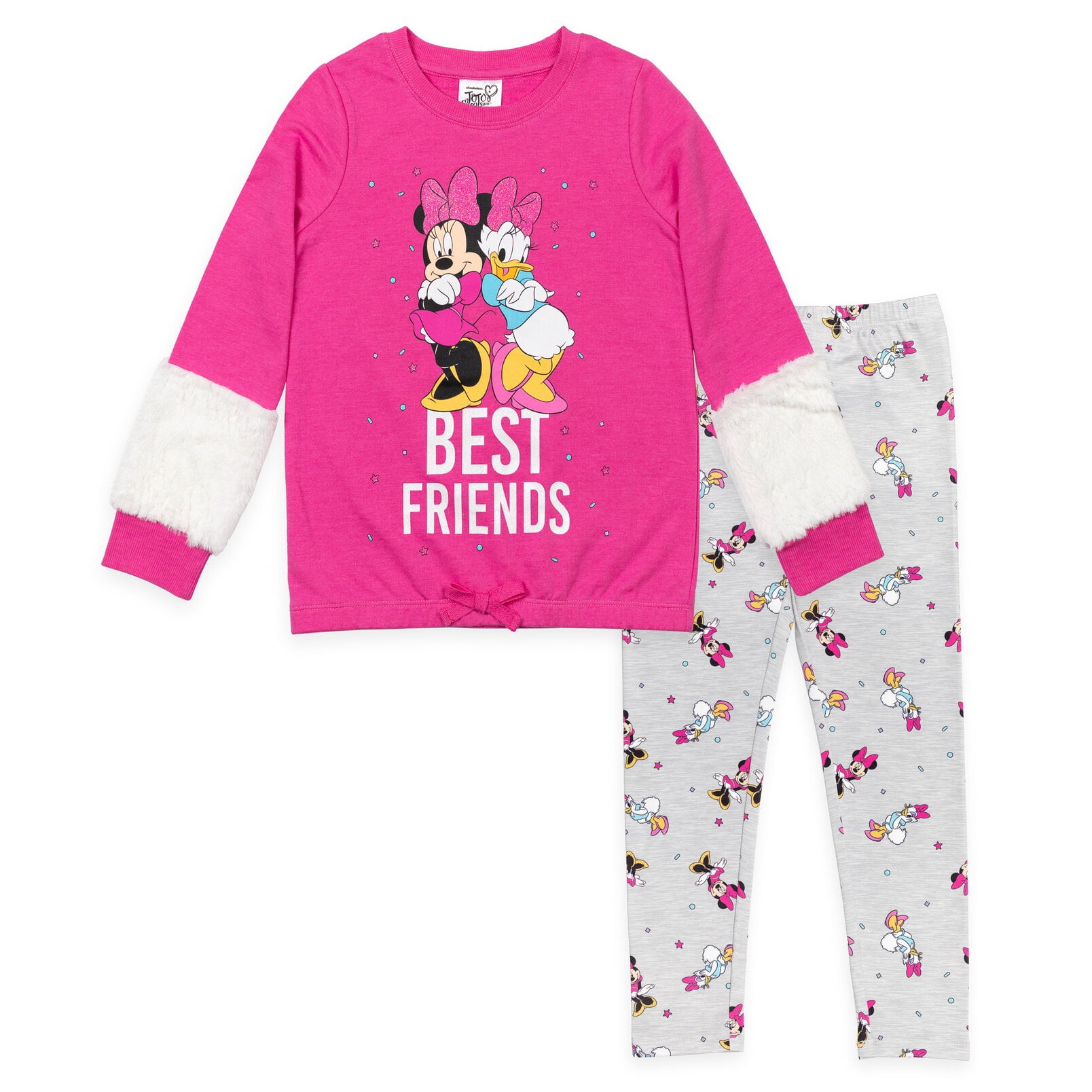 Disney Minnie Mouse Toddler Girls Fur French Terry Sweatshirt Leggings ...