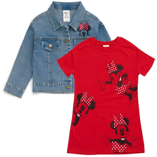 Disney Minnie Mouse Little Girls Jacket & Dress Set, Toddler to Big Kid ...