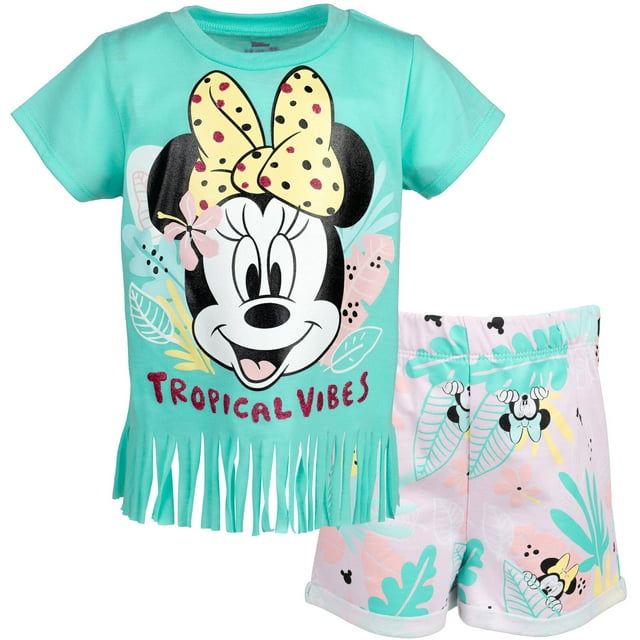 Disney Minnie Mouse Toddler Girls T-Shirt and French Terry Shorts ...