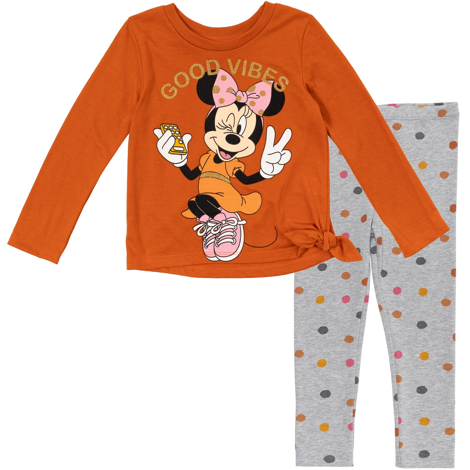 Disney Minnie Mouse Toddler Girls Clothes: T-Shirt and Leggings Outfit ...