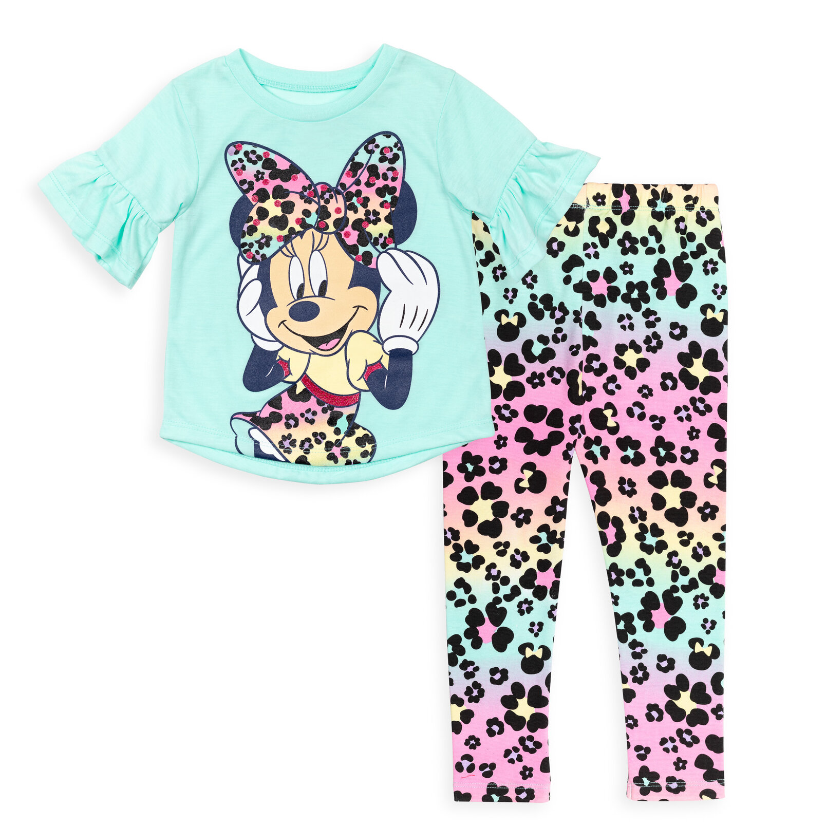 Disney Girl's 2-Pack Minnie Mouse Tee Shirt and Capri Leggings Set for ...